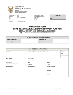 Fillable Online APPLICATION FORM COVID-19 AGRICULTURAL ... Fax Email ...