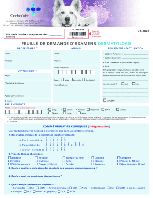 Remplissable En Ligne FEuILLE DE DEMANDE D'EXAMENS DERMATOLOGIE Fax ...