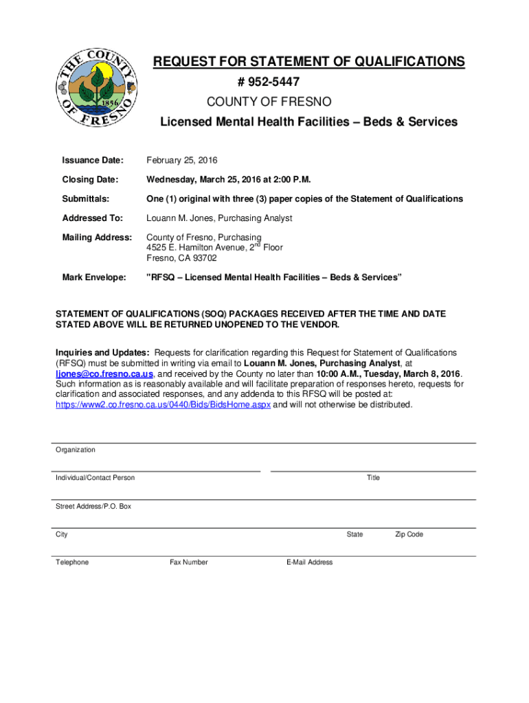 Fillable Online www2 co fresno ca Licensed Mental Health Facilities ...