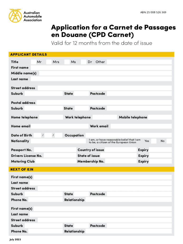 Fillable Online What is a Carnet de Passages en Douane? Fax Email Print ...