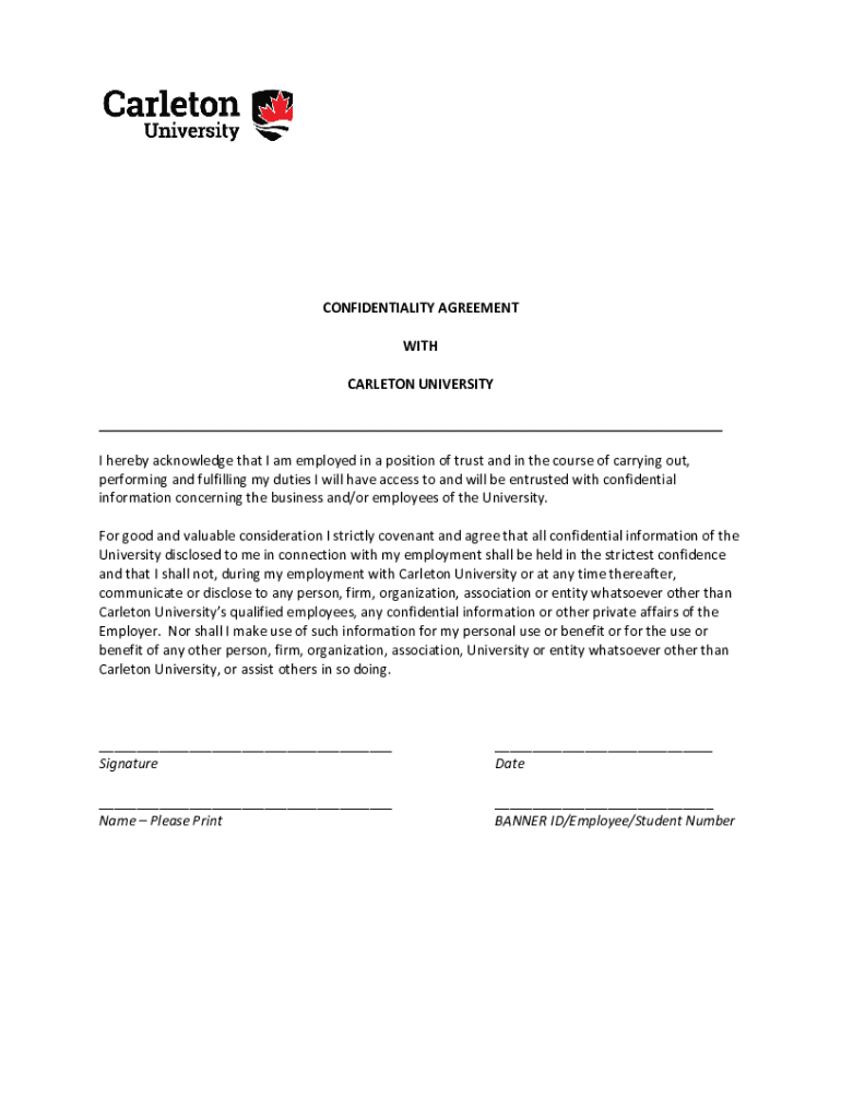 Fillable Online Confidentiality Form Template Fax Email Print - pdfFiller