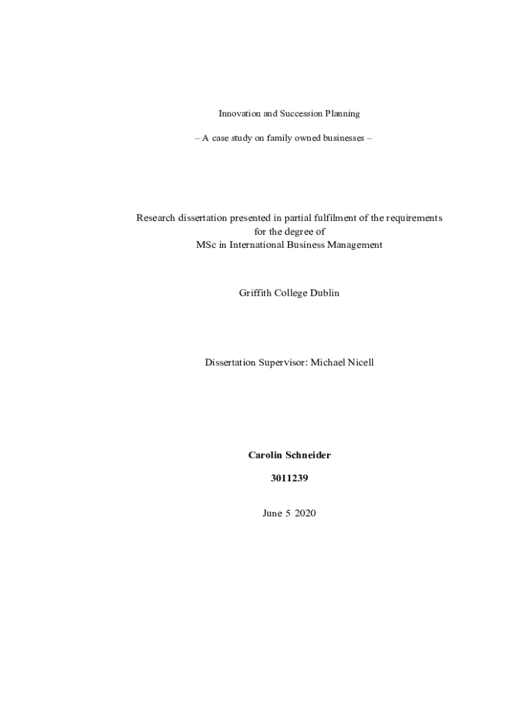 Fillable Online go griffith Family business: innovation and tradition in a global economy Fax ...