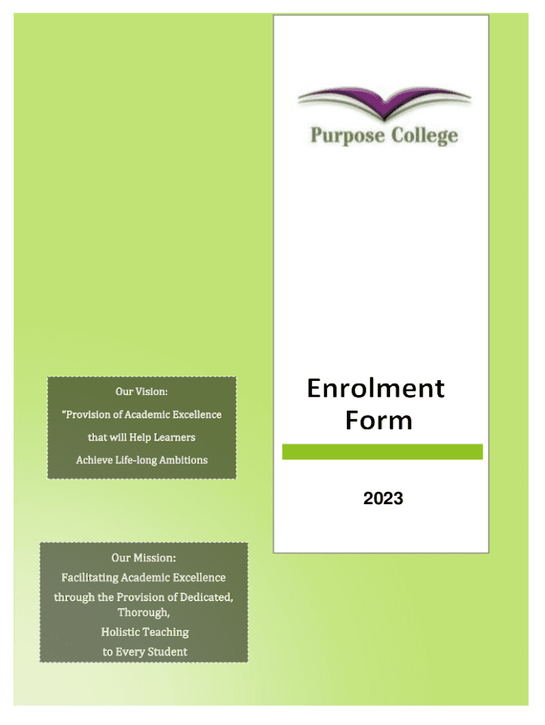 Fillable Online Purpose College Enrollment Form Download Fax Email ...