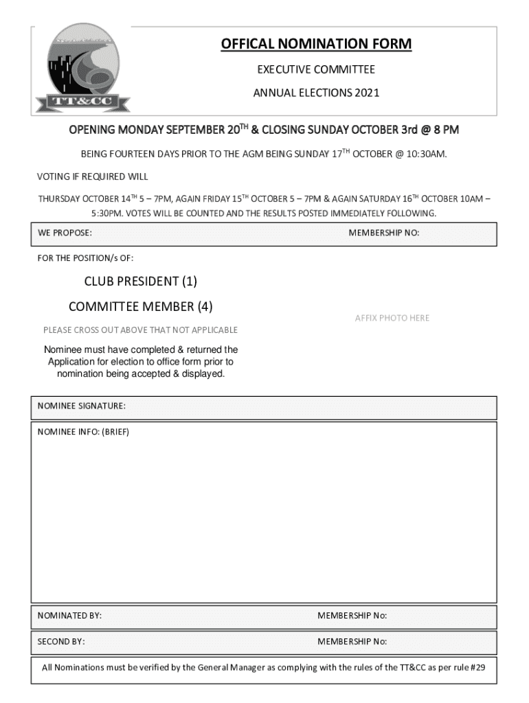 Fillable Online Community of Practice Executive Committee Elections Fax ...