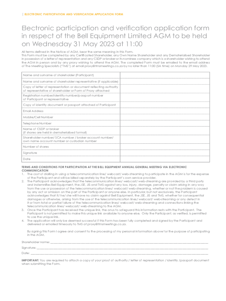 Fillable Online Electronic participation and verification application ...