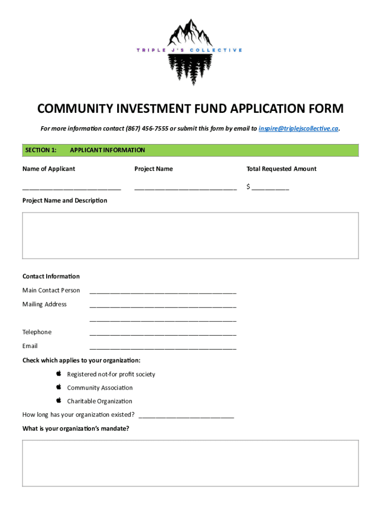 Fillable Online Triple-Js-Collective-Community-Investment-Fund ...
