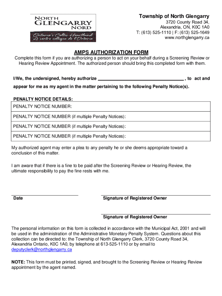 Fillable Online AMPS Authorization Form Fax Email Print - pdfFiller