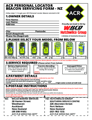 Fillable Online ACR PERSONAL LOCATOR BEACON SERVICING FORM Fax Email ...
