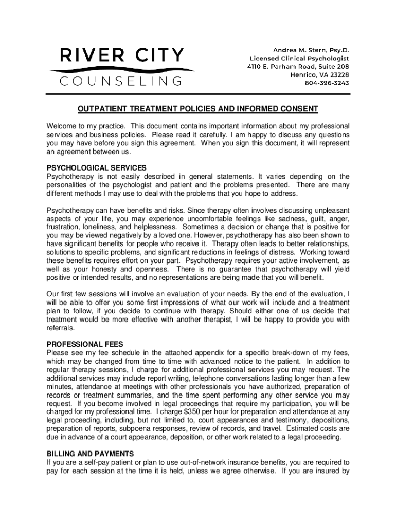 Fillable Online OutPatient Services Agreement Fax Email Print - pdfFiller