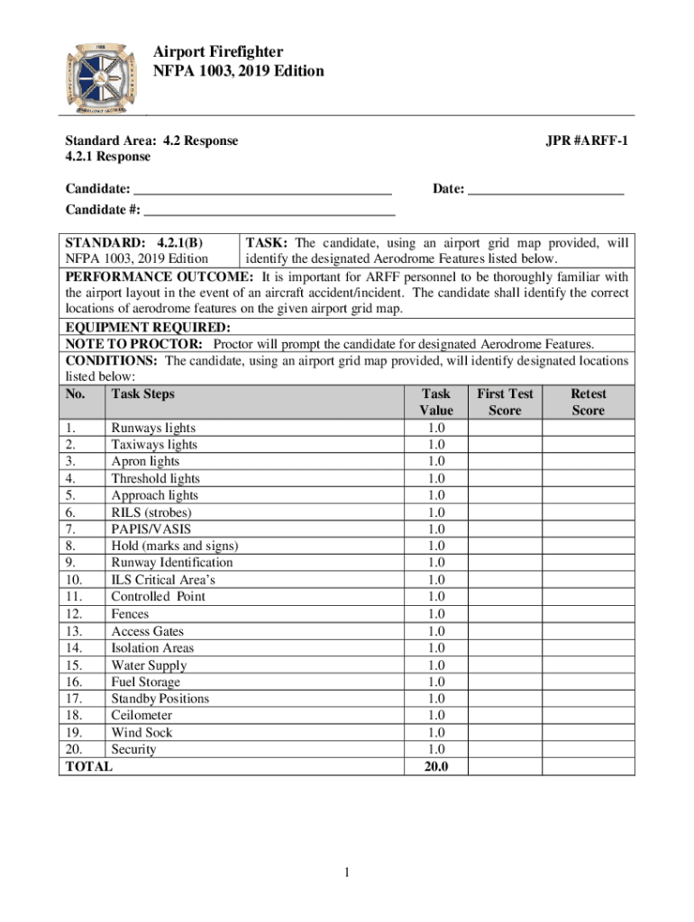 Fillable Online Based on NFPA 1003: Standard for Airport Fire Fighter ... Fax Email Print ...