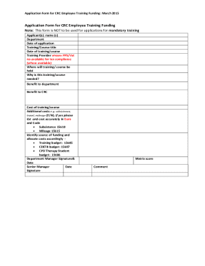 Fillable Online CRC Training & Development Funding Application Form Fax ...