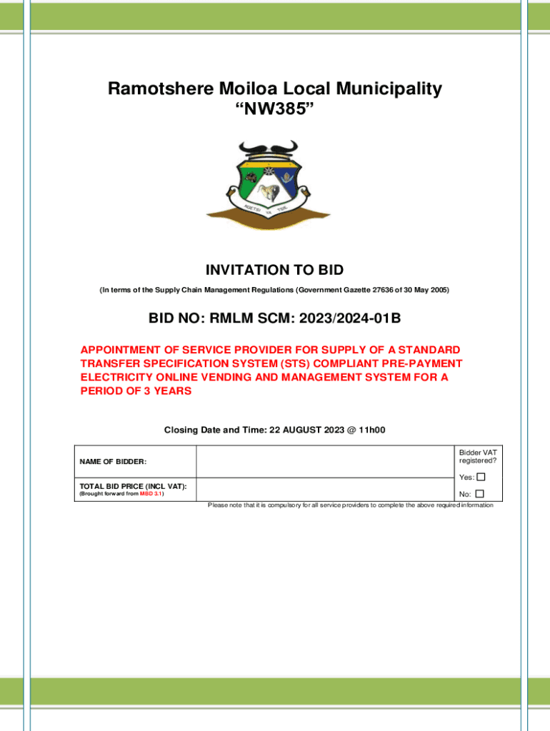 Fillable Online Ramotshere Moiloa Local Municipality NW385 Fax Email ...