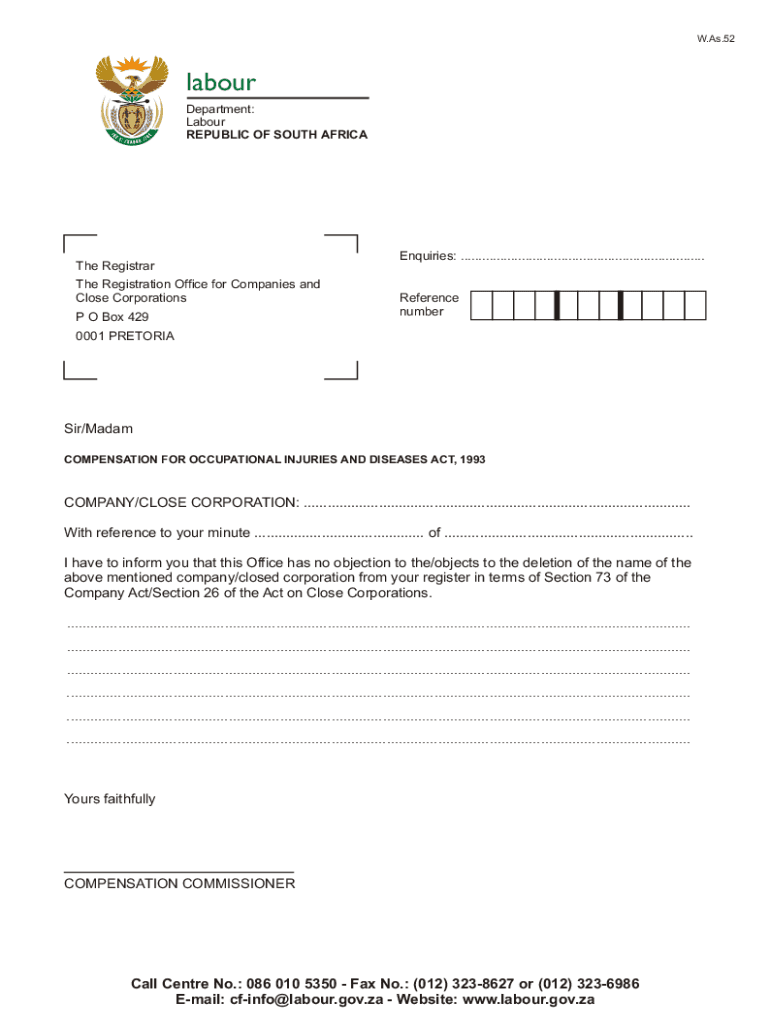 Fillable Online Form - COID - W.As.52 - Removal of company from ...