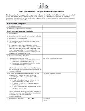 Fillable Online Sample gifts, benefits and hospitality declaration form ...