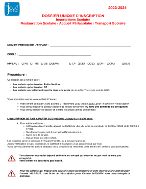 Remplissable En Ligne Inscriptionsl'cole, la restauration scolaire et au ... Faxer Email ...