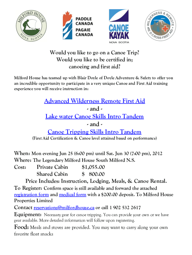 Fillable Online canoeing and first aid? Fax Email Print - pdfFiller