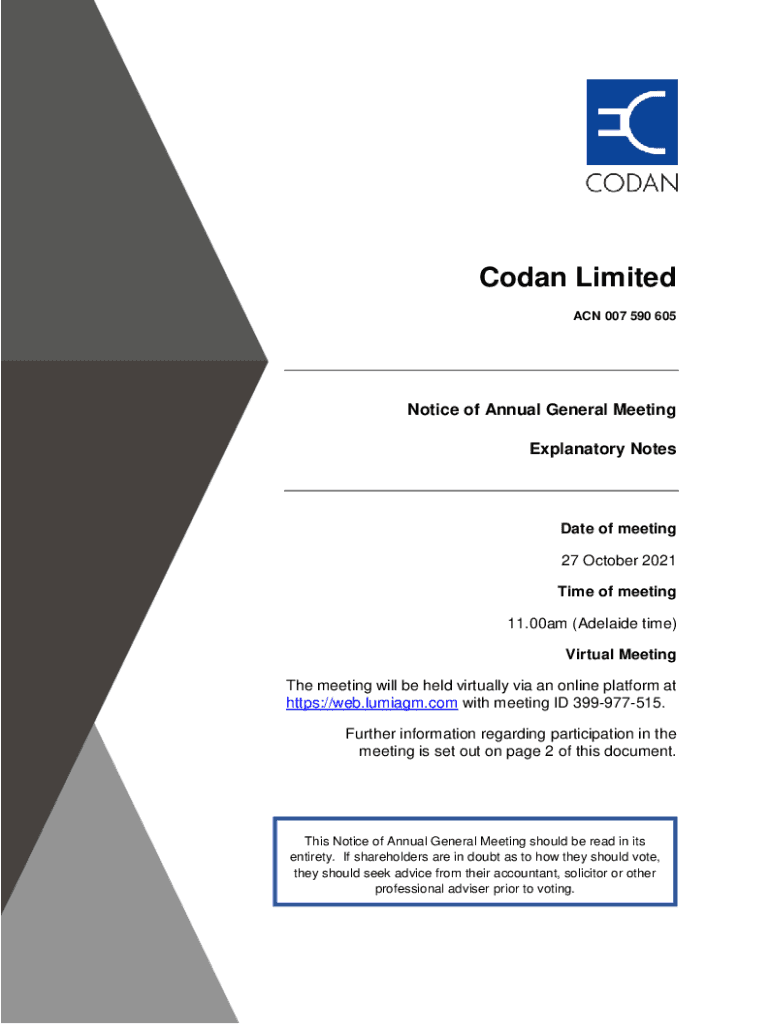 Fillable Online Codan Limited Fax Email Print - pdfFiller