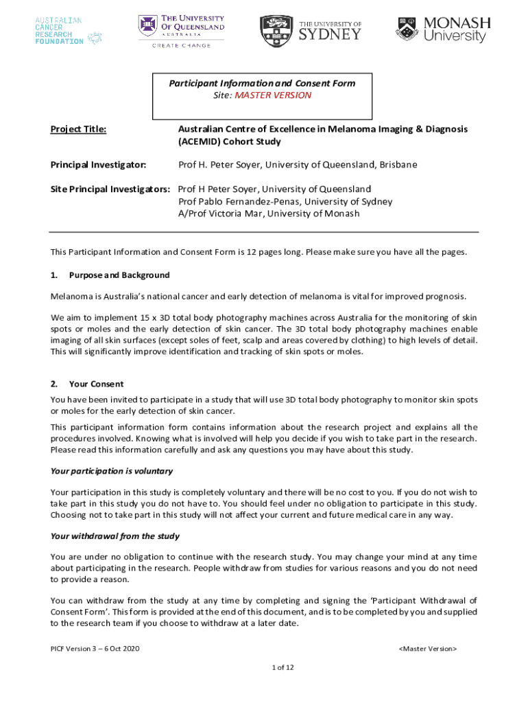 Fillable Online Participant Information and Consent Form Site Fax Email Print - pdfFiller