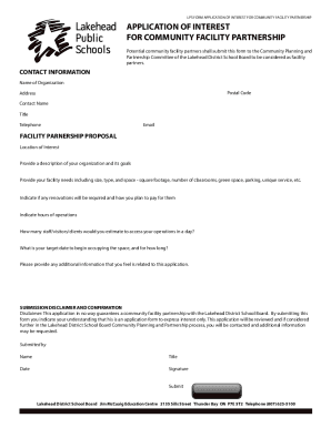 Fillable Online APPLICATION OF INTEREST FOR COMMUNITY FACILITY ... Fax ...