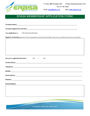 Fillable Online ERASA MEMBERSHIP APPLICATION FORM: Fax Email Print ...