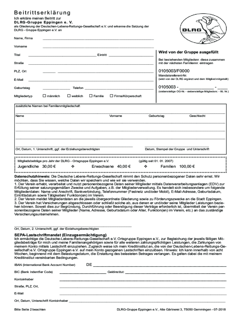 Ausfüllbar Online Ich erklre meinen Beitritt zur Fax Email Drucken ...