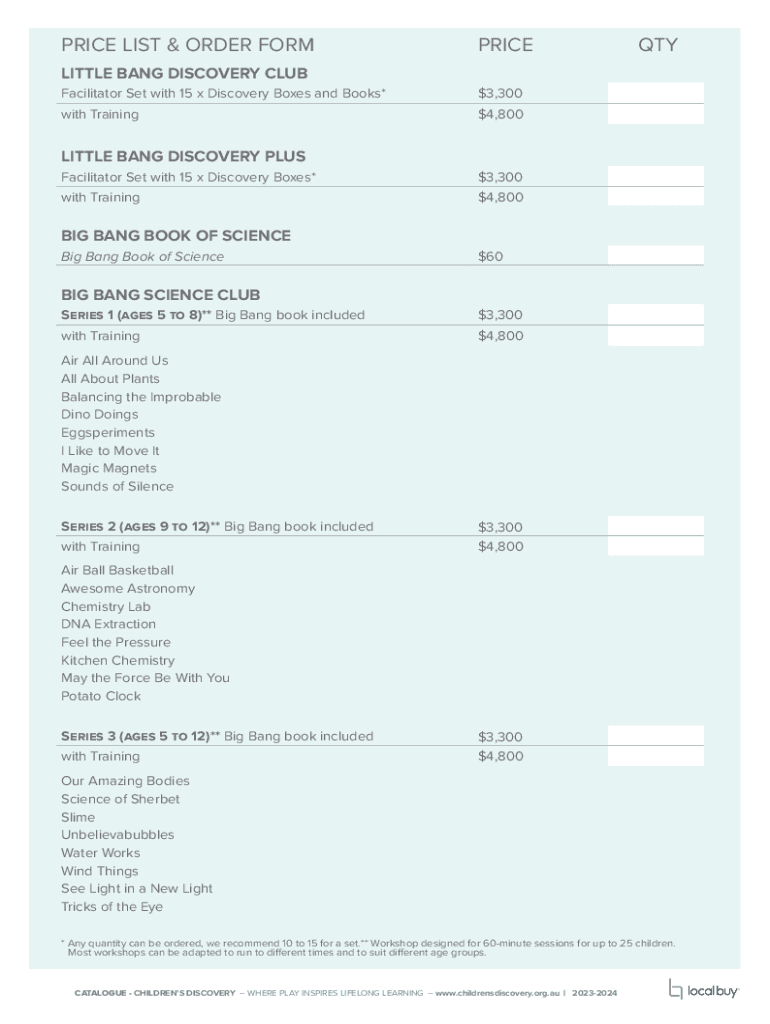 Fillable Online PRICE LIST & ORDER FORM PRICE QTY Fax Email Print ...