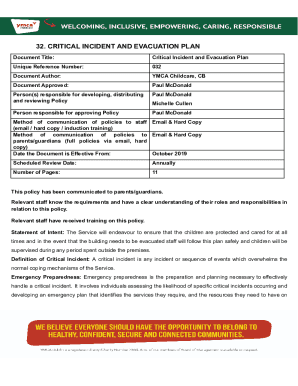 Fillable Online 32. Critical incident & Evacuation plan (FDC) Fax Email ...