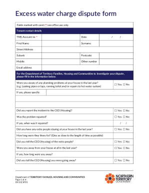 Fillable Online Excess water charges dispute form (SF93) Fax Email Print - pdfFiller