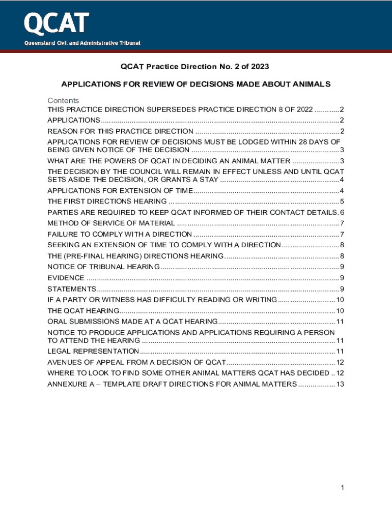 Fillable Online QCAT Practice Directions and Forms Fax Email Print - pdfFiller