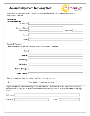 Fillable Online Acknowledgment of Debt Sample Clauses Fax Email Print ...