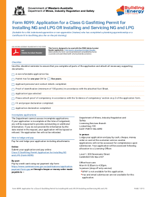 Fillable Online Application for a Class G Gasfitting Permit for Installing NG ... Fax Email ...