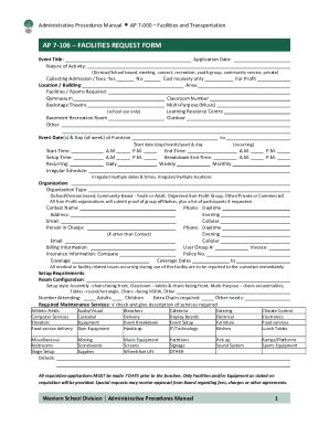 Fillable Online AP 7-106 FACILITIES REQUEST FORM Fax Email Print - pdfFiller