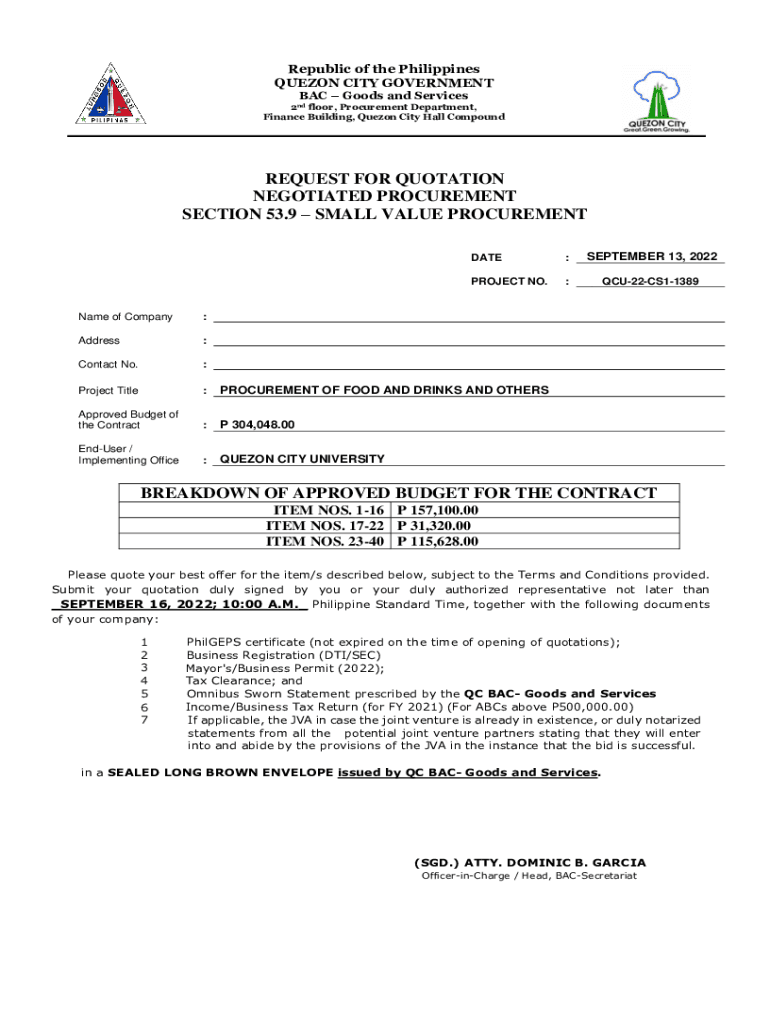 Fillable Online QCU-22-CS1-1389-FOOD-AND-DRINKS-AND-OTHERS. ... Fax ...