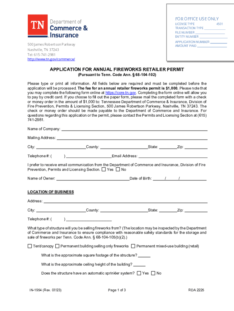 Fillable Online APPLICATION FOR WHOLESALER OF FIREWORKS ... Fax Email Print - pdfFiller