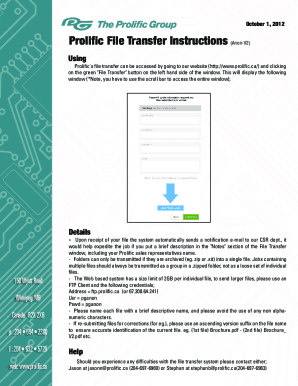 Fillable Online Prolific File Transfer Instructions (Anon-V2) Fax Email Print - pdfFiller