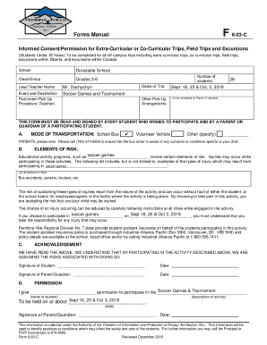 Fillable Online Consent form for school trips and other off-site ...