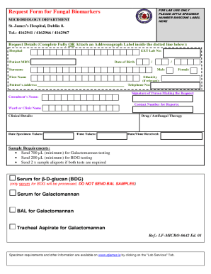 Fillable Online Request Form for Fungal Biomarkers - Dublin Fax Email ...