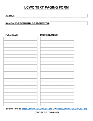 Fillable Online LCWC TEXT PAGING FORM Fax Email Print - pdfFiller