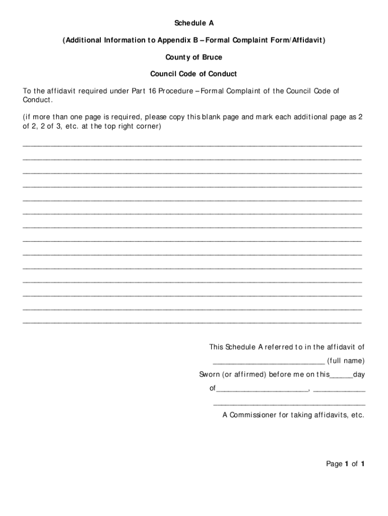 Fillable Online Code of Conduct Schedule A to Appendix B Fax Email Print - pdfFiller