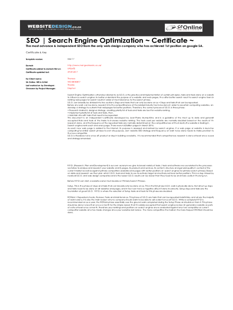 Fillable Online Search-Engine-Optimization-Certificate.xlsx Fax Email ...