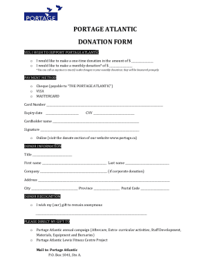 Fillable Online PORTAGE ATLANTIC DONATION FORM Fax Email Print - pdfFiller