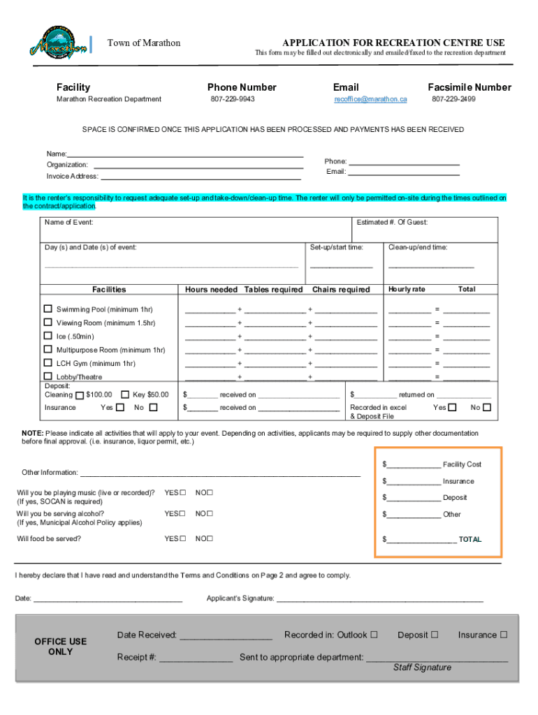Fillable Online Application-for-Facility-Rental-2022- ... Fax Email Print - pdfFiller
