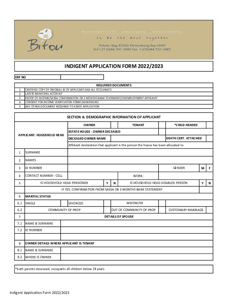 Fillable Online Indigent Application Form Fax Email Print - pdfFiller