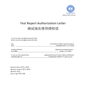 Fillable Online Test Report Authorization Letter Fax Email Print ...