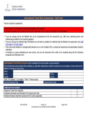International Travel Risk Assessment - Red Doc Template | pdfFiller