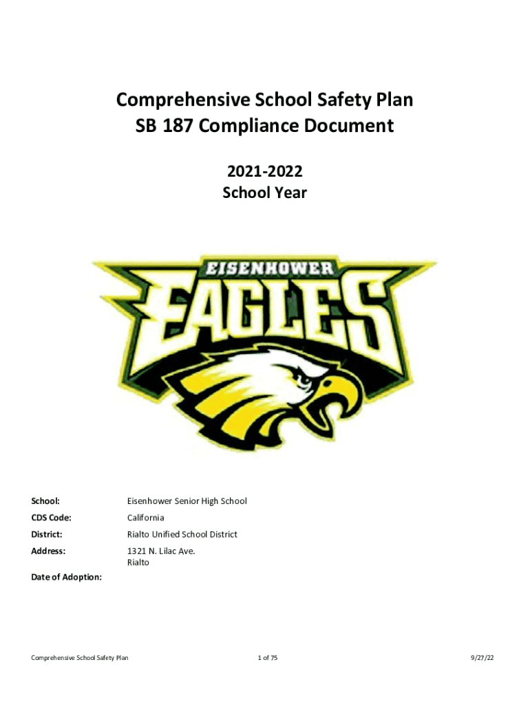 Fillable Online kec rialto k12 ca Comprehensive School Safety Plan SB ...