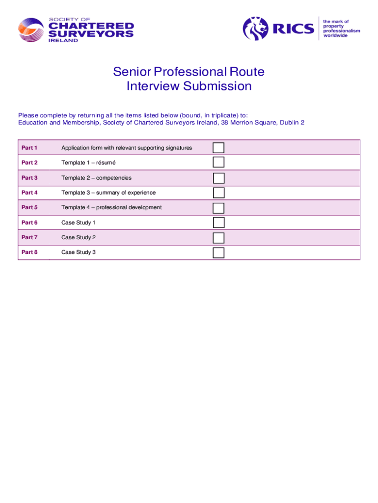 Fillable Online Candidate's Guide - Senior Professional Route - RICS ...