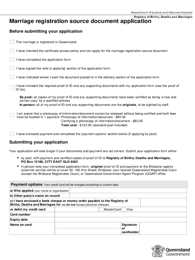 Fillable Online Application for Marriage Certificate - Instructions Fax ...