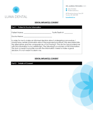 Fillable Online DENTAL IMPLANT CONSENT FORM Patient Fax Email Print - pdfFiller