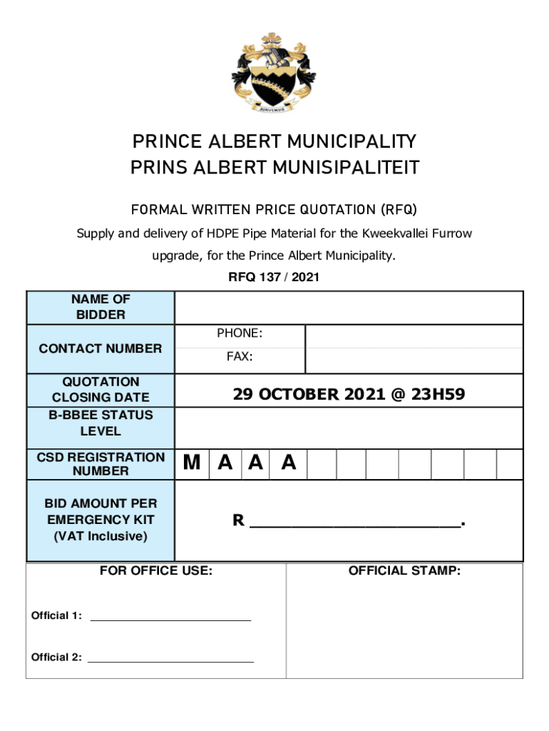 Fillable Online Supply And Delivery Of Construction Materials, For The ...